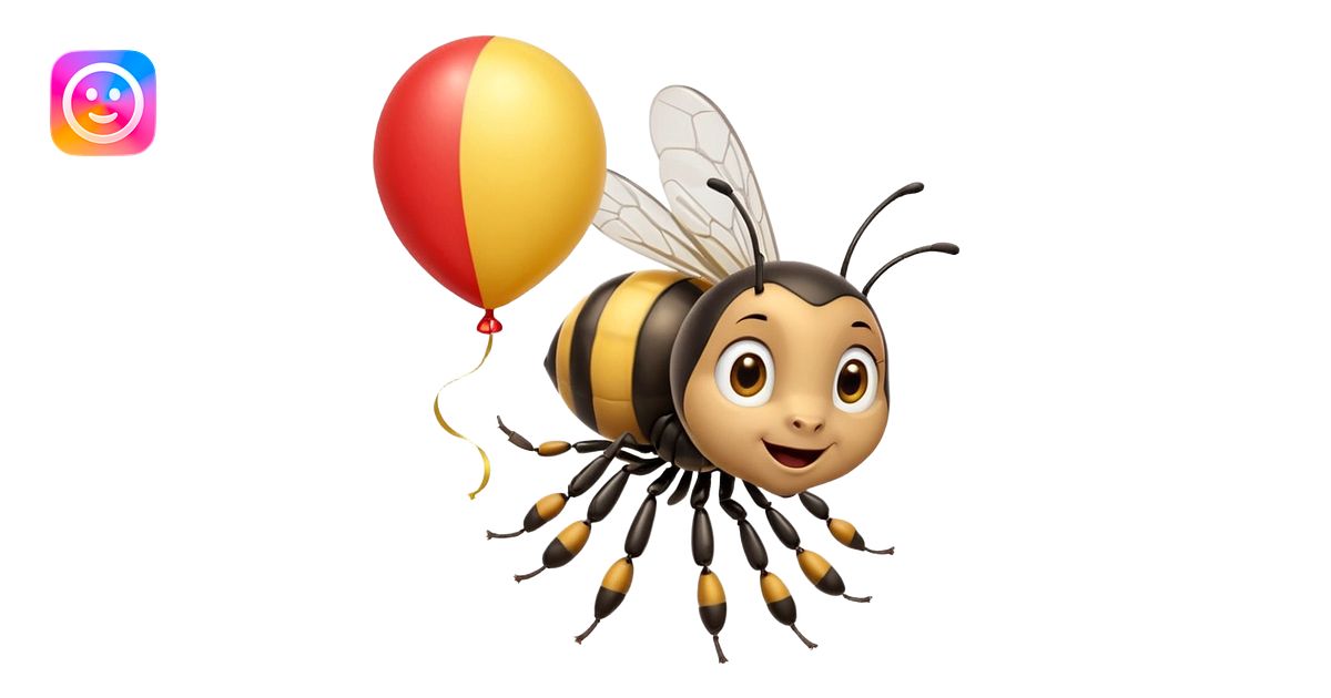 Bees with red Birthday Hat, Excited bee carrying balloon emoji | AI ...