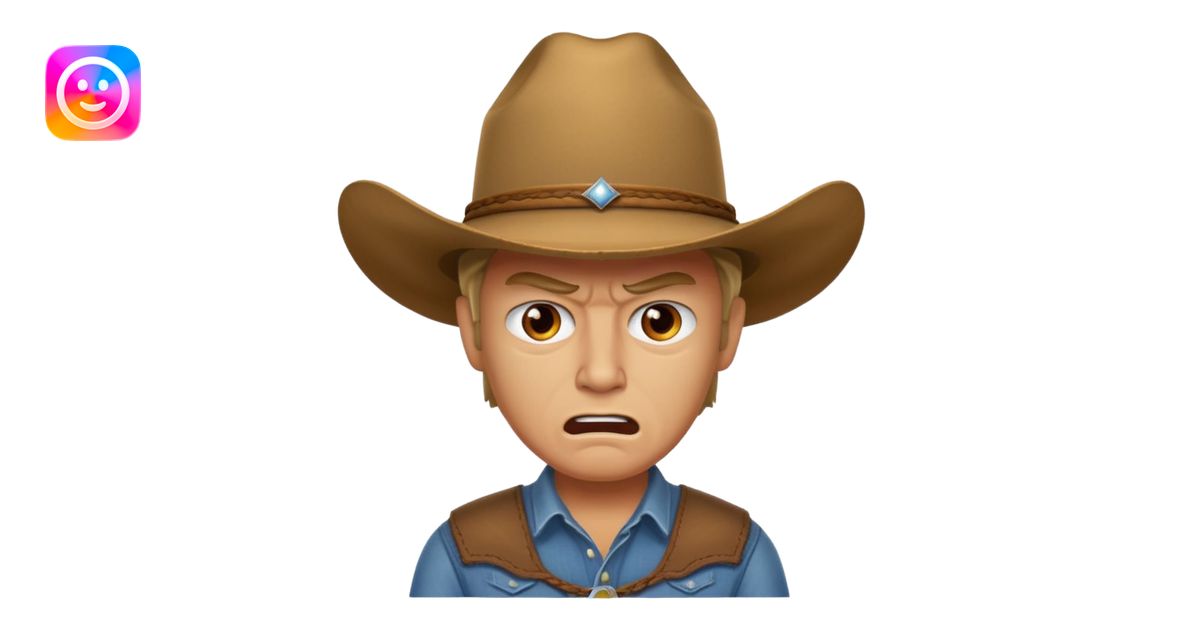 Angry man with cowboy hat emoji | AI Emoji Generator