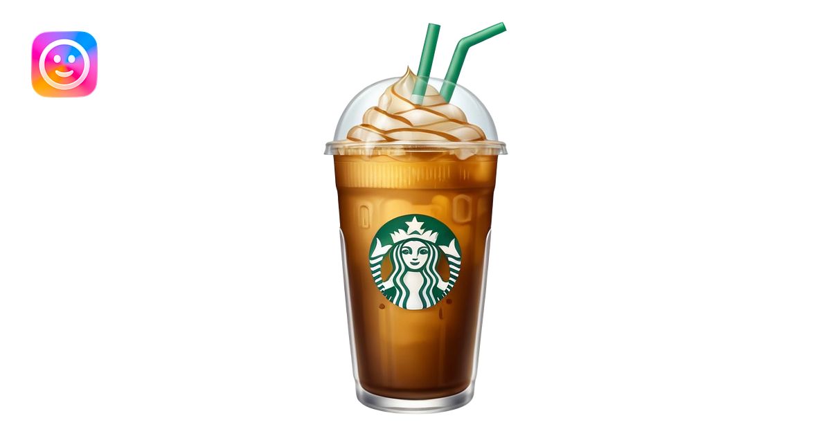 Gold Starbucks iced coffee emoji | AI Emoji Generator