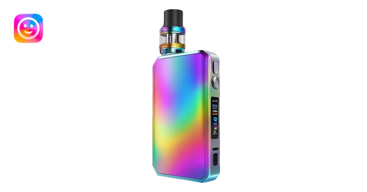 Realistic isolated rainbow metallic geekvape t200 Zeus vape device ...