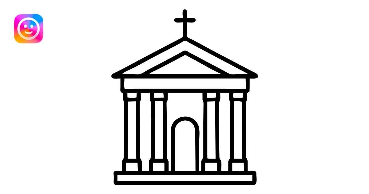stylized facade of Vilnius Cathedral, Discord role icon, light colors ...