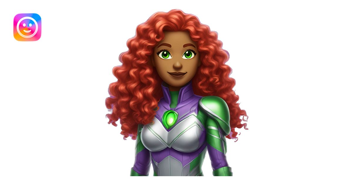 dc comics starfire glowing green eyes red curly long hair, purple and ...