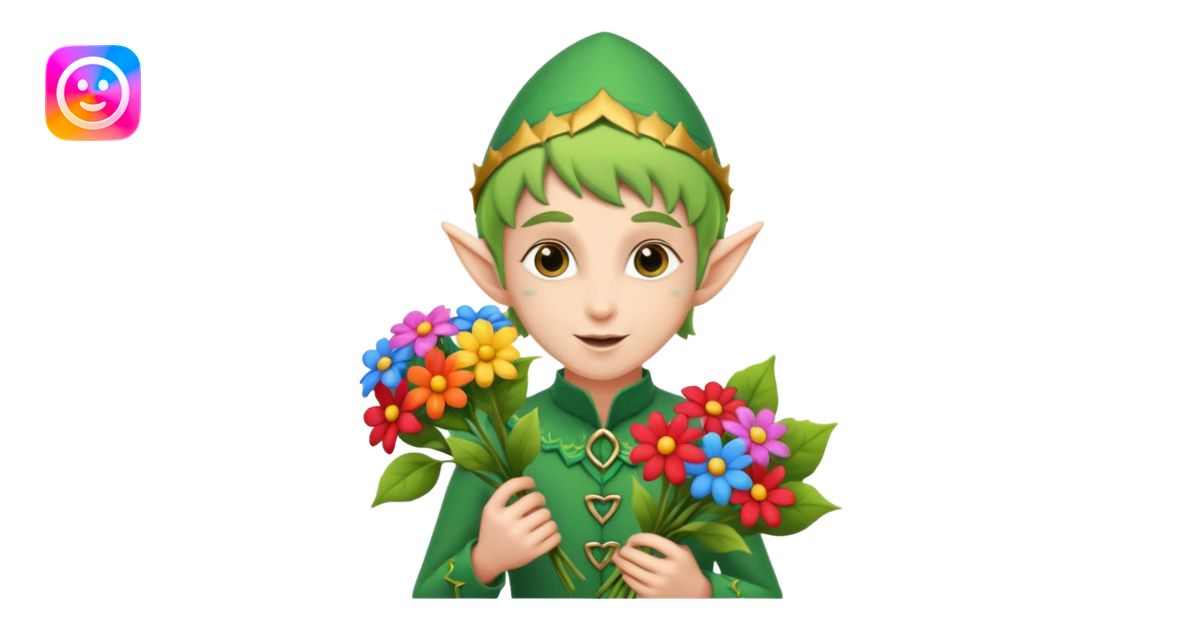 elf with flower bouquet emoji | AI Emoji Generator
