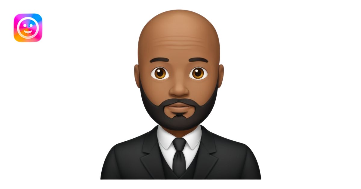 A handsome black gigolo with a full beard and bald head emoji | AI ...