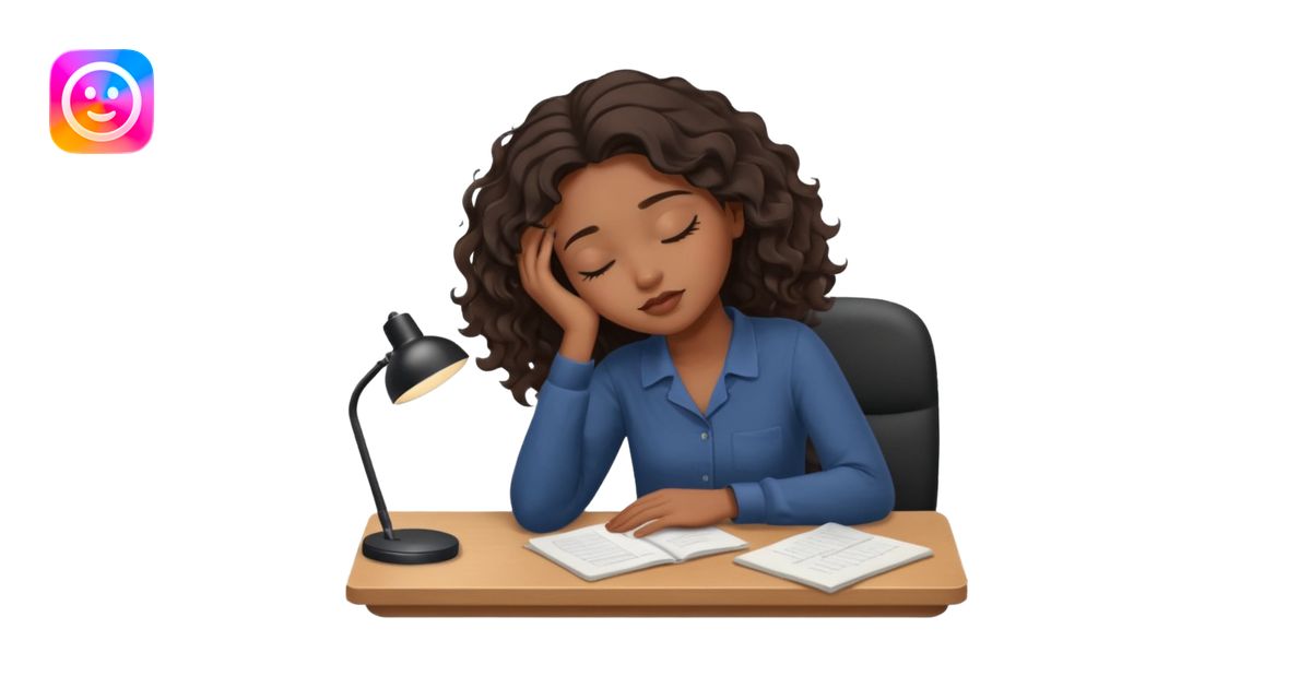 Pretty black model, brown eyes, soft wavy hair, falling asleep at desk ...