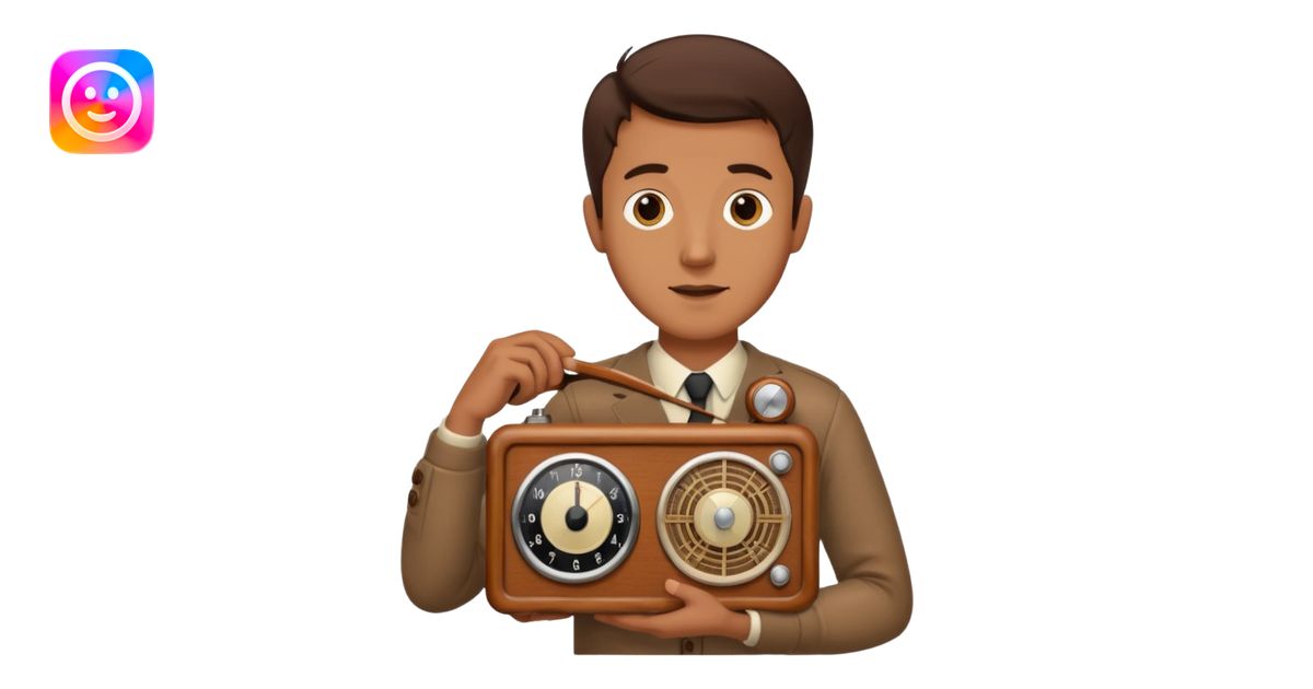 a vintage radio in the hands of a man emoji | AI Emoji Generator