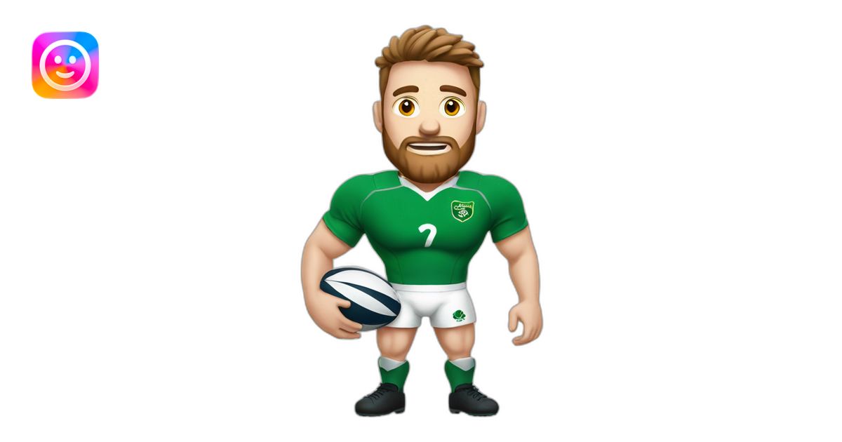 Irish Rugby Player With Rugby Ball Emoji AI Emoji Generator