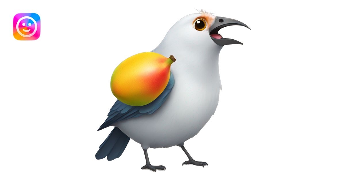 Bird mewing with mango emoji | AI Emoji Generator