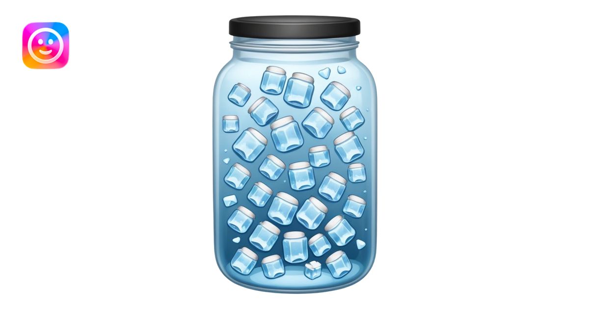 SLIM ICE JAR WITH LOTS OF ICE WITHOUT LID ON emoji | AI Emoji Generator