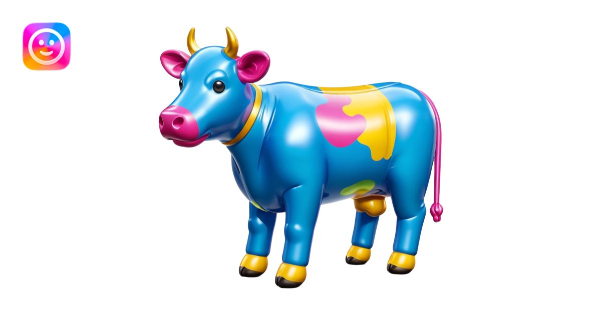 jeff koons style inflatable SPAM cow sculpture emoji | AI Emoji Generator