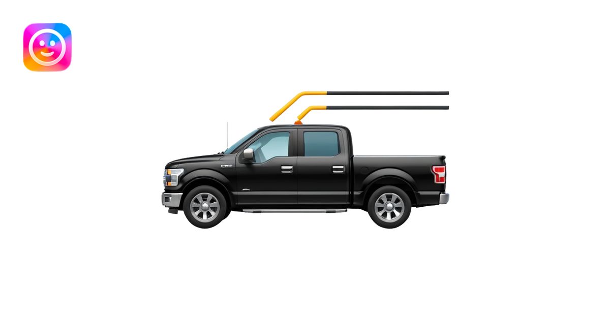A simple emoji-style icon of a black F150 pickup truck driving on a ...