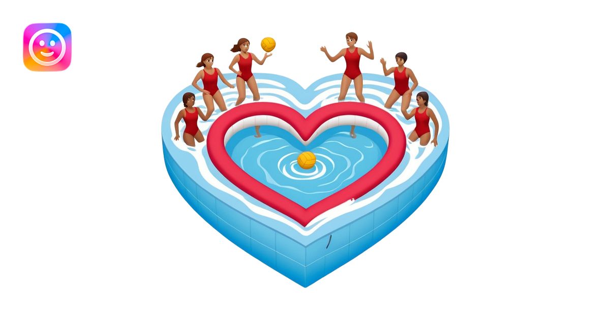 Natación y voley en un corazón de color emoji | AI Emoji Generator