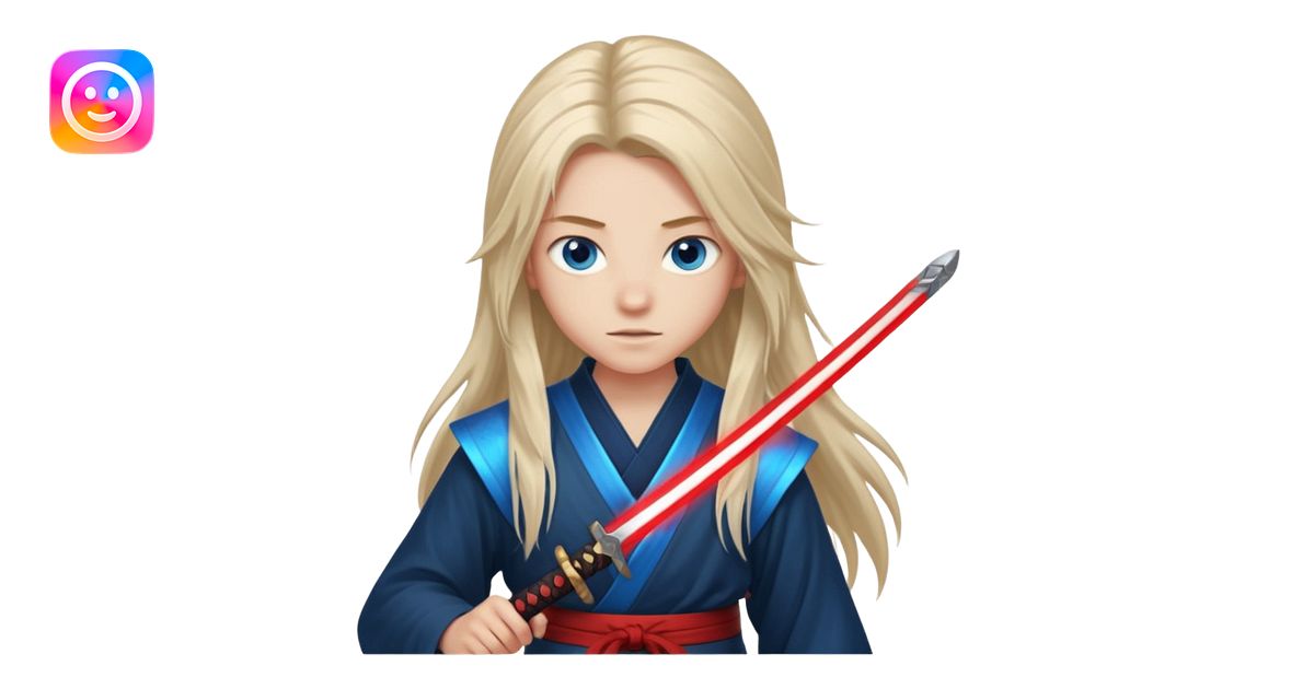 A 14 year old with red glowing katana and his hair be long and eye ...