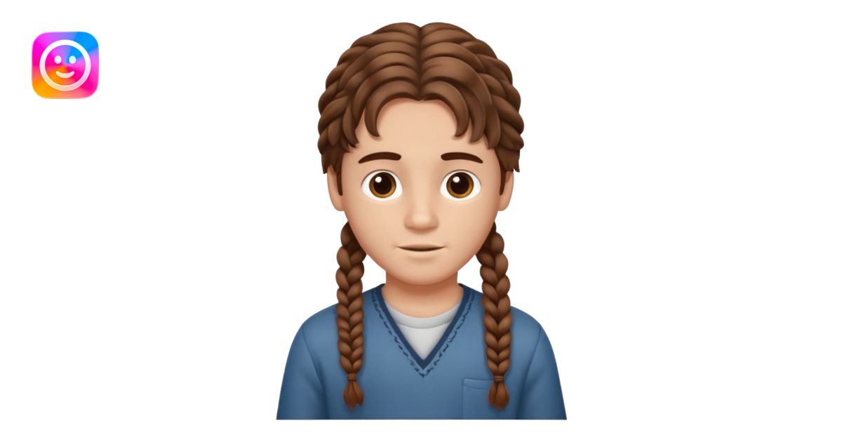 Boy with brown wavy hair in braids emoji | AI Emoji Generator