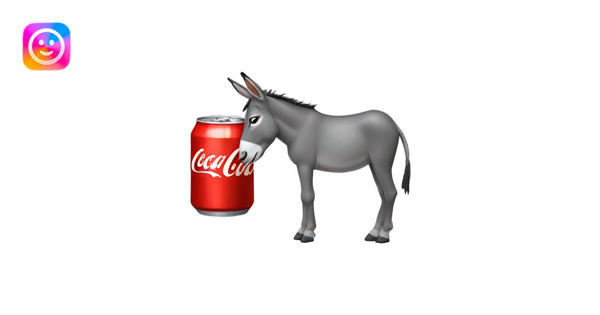 A donkey drinking a can of coke emoji | AI Emoji Generator