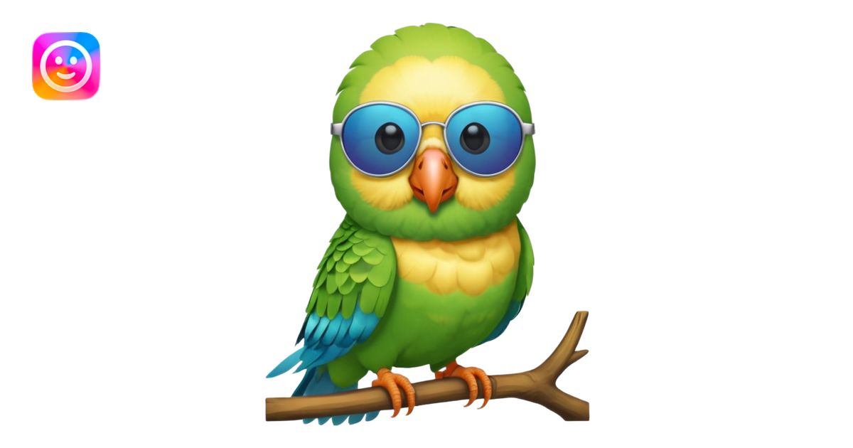 Parakeet wearing sunglasses emoji | AI Emoji Generator