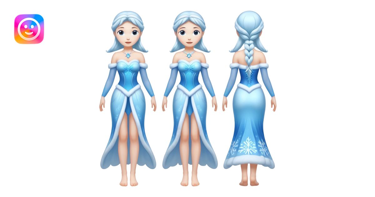 An ice Snow Maiden character with two arms and two legs, full body ...