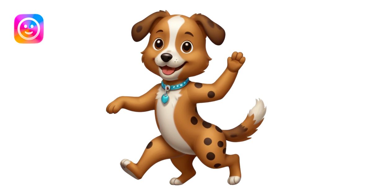 dancing dog with spots emoji | AI Emoji Generator