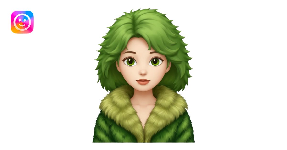 female in green fur coat emoji | AI Emoji Generator