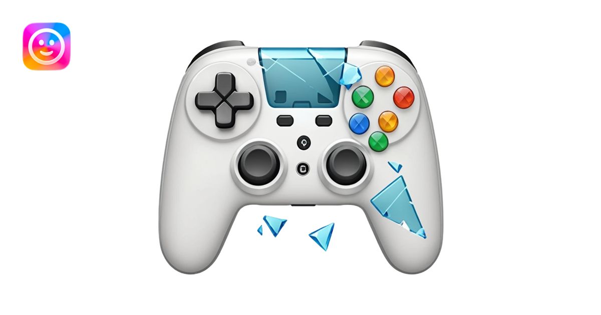 white game controller shattered shattered glass emoji | AI Emoji Generator