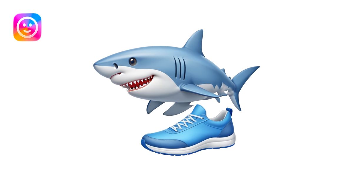 Shark wearing blue sneakers emoji | AI Emoji Generator