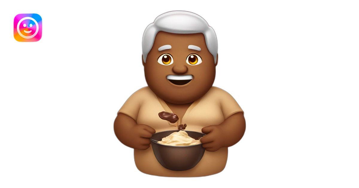Fat Indian man eating melted chocolate emoji | AI Emoji Generator