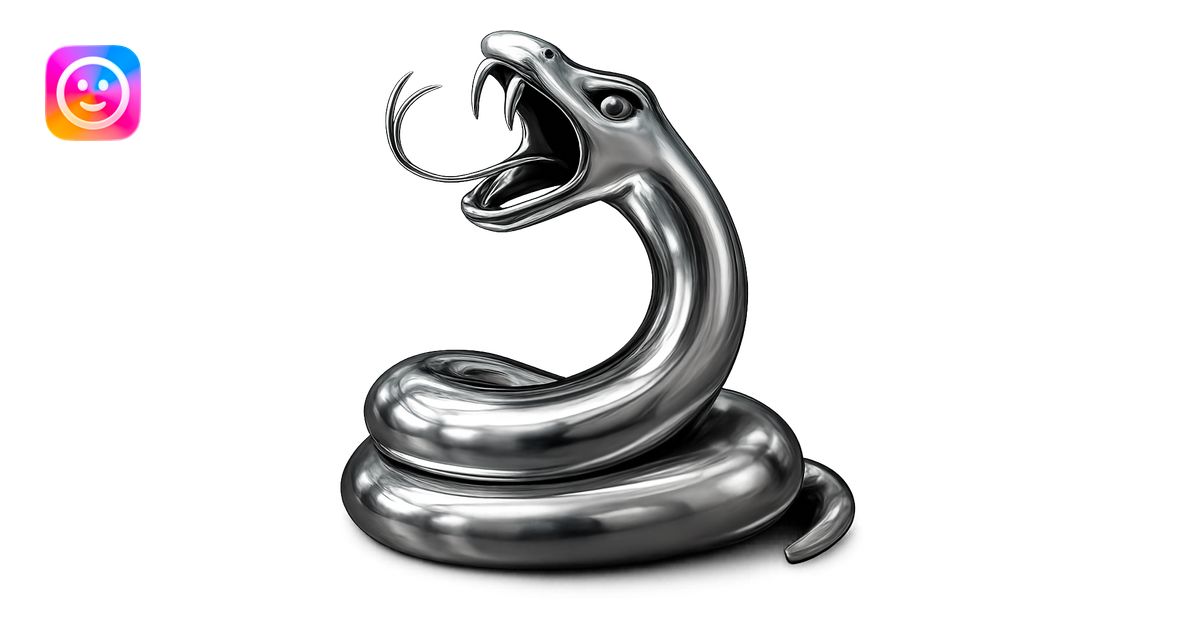 Transform this snake into a 3D chrome version with a shiny, metallic ...