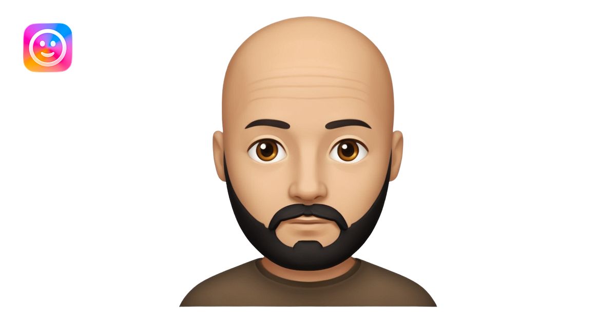 Bald fully 1x1 squared head man with black beard emoji | AI Emoji Generator