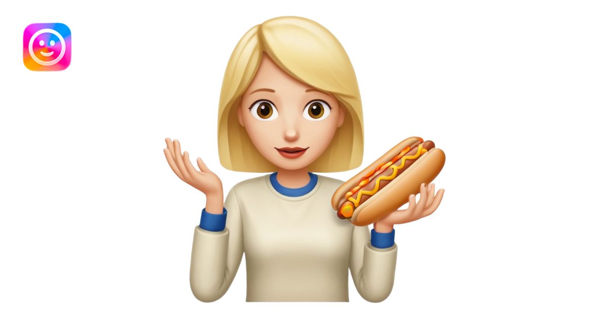 Naked blonde with both hands grabbing hotdog weiner emoji | AI Emoji ...
