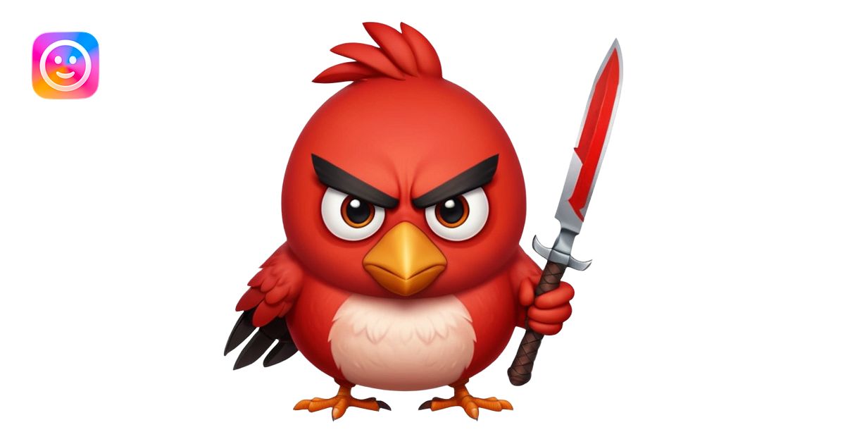 the killer angry bird red with knifes emoji | AI Emoji Generator