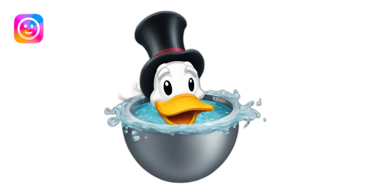 Scrooge-mcduck-diving-into-vat emoji | AI Emoji Generator