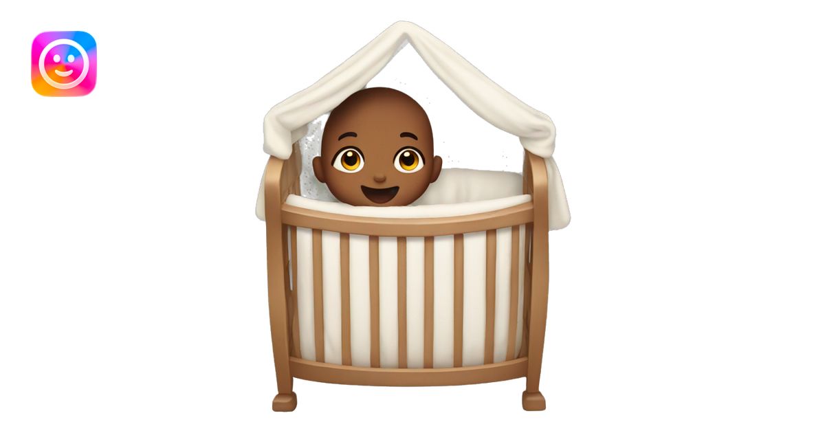 Baby in a giant crib emoji | AI Emoji Generator