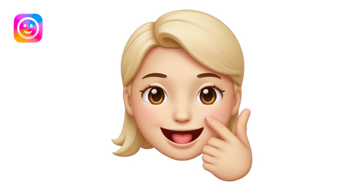 Create a blushing emoji face smiling while biting its finger in a ...