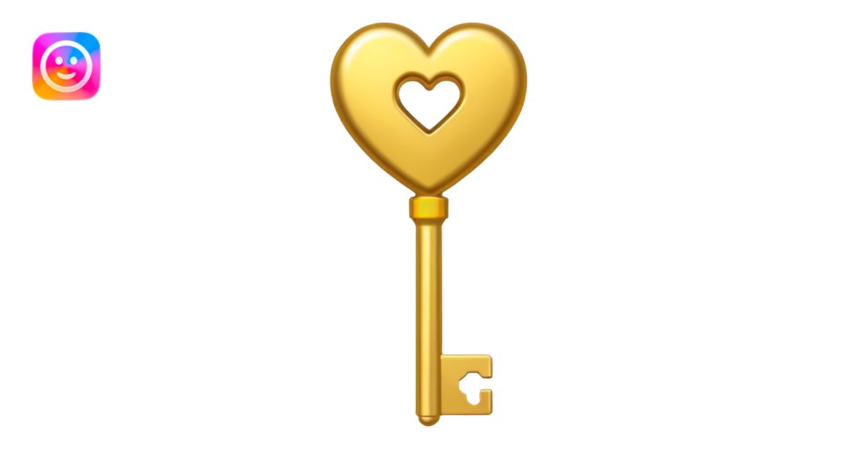 gold basic heart key emoji | AI Emoji Generator