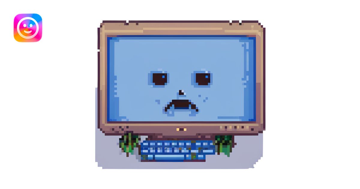Blue screen of death with tiny ":(" face illustration | AI Emoji Generator
