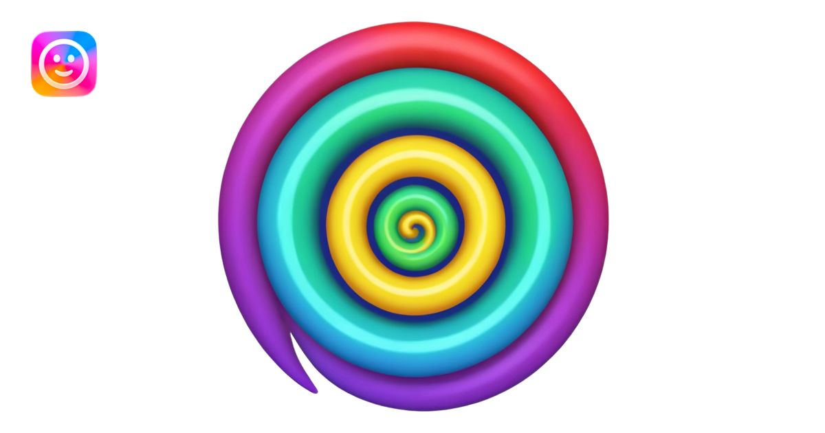 Circular emoji, neon tornado vortex, glowing spiral, blue green outer ...