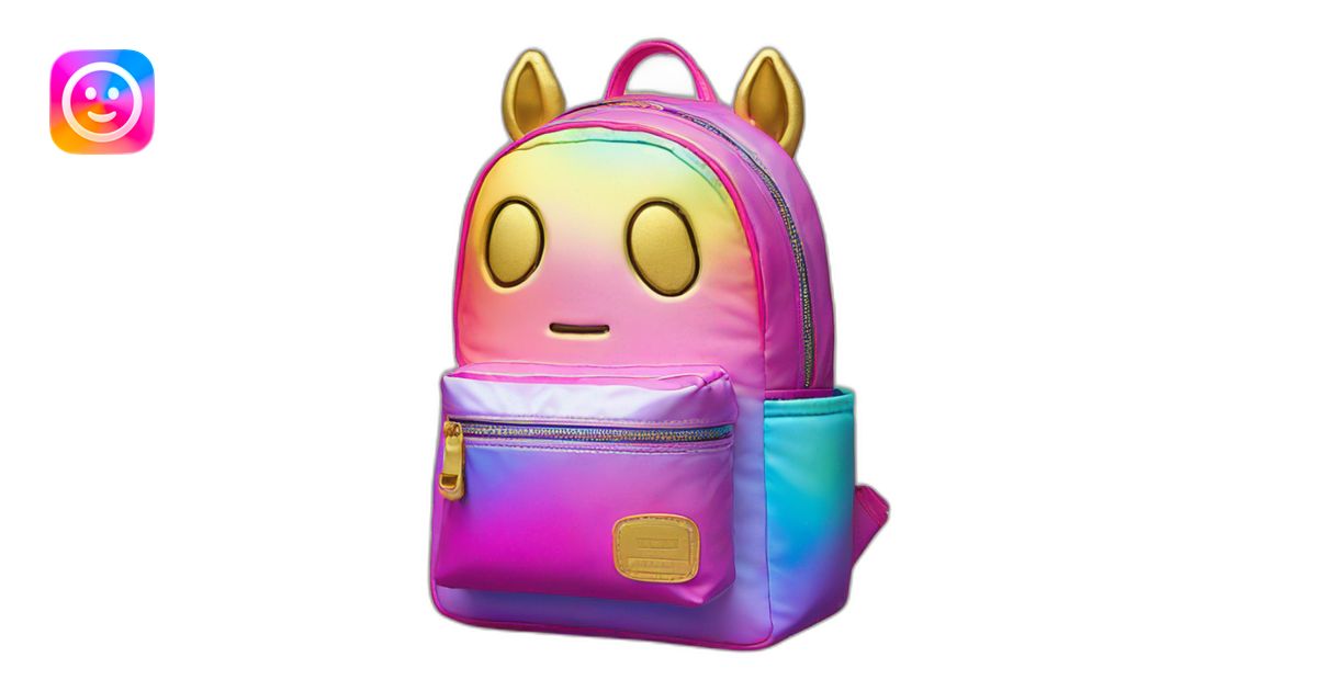 sprayground-golden-backpack-with-rainbow-unicorn emoji | AI Emoji Generator