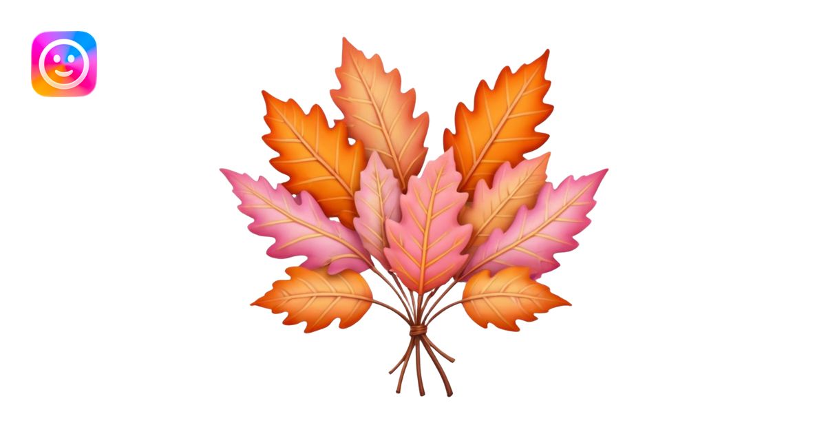 pastel autumn leaf bouquet pink orange emoji | AI Emoji Generator