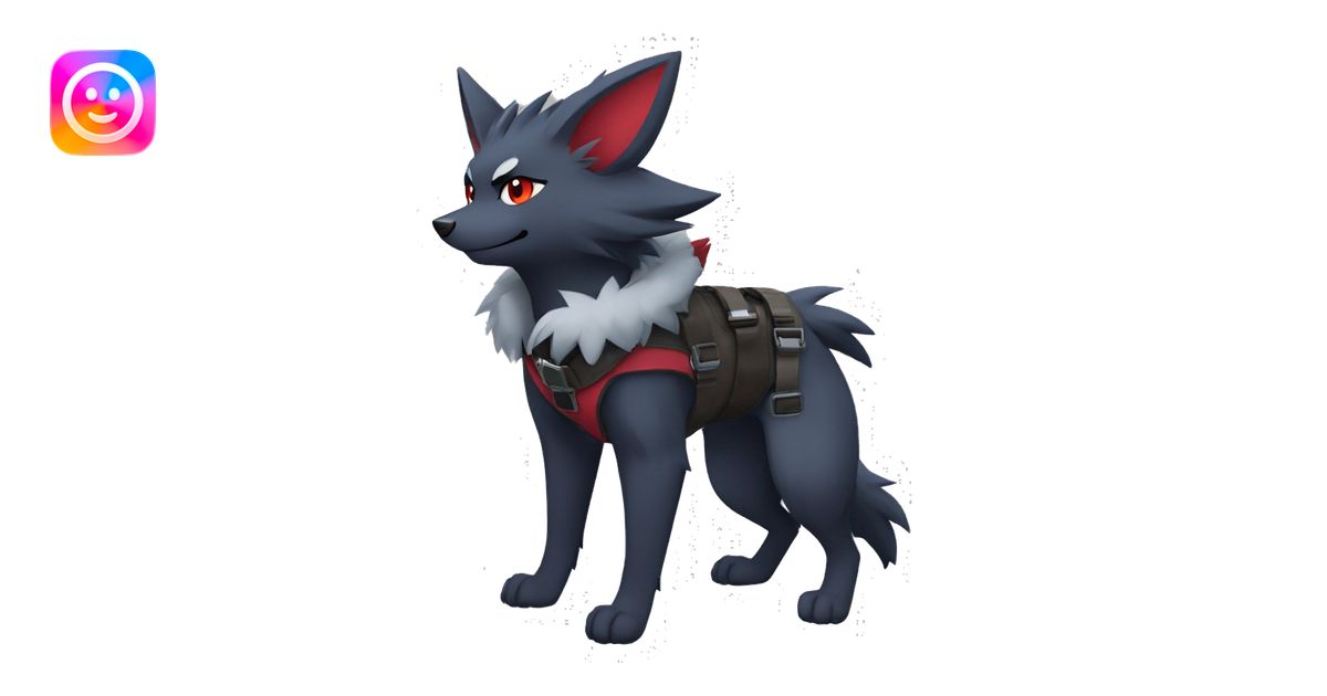 Cool Edgy Zorua-Zoroark-Mightyena with a collar and harness full body ...