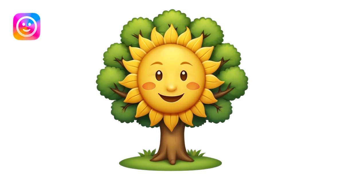 create me a good morning emoji with trees, animals, and a happy sun ...