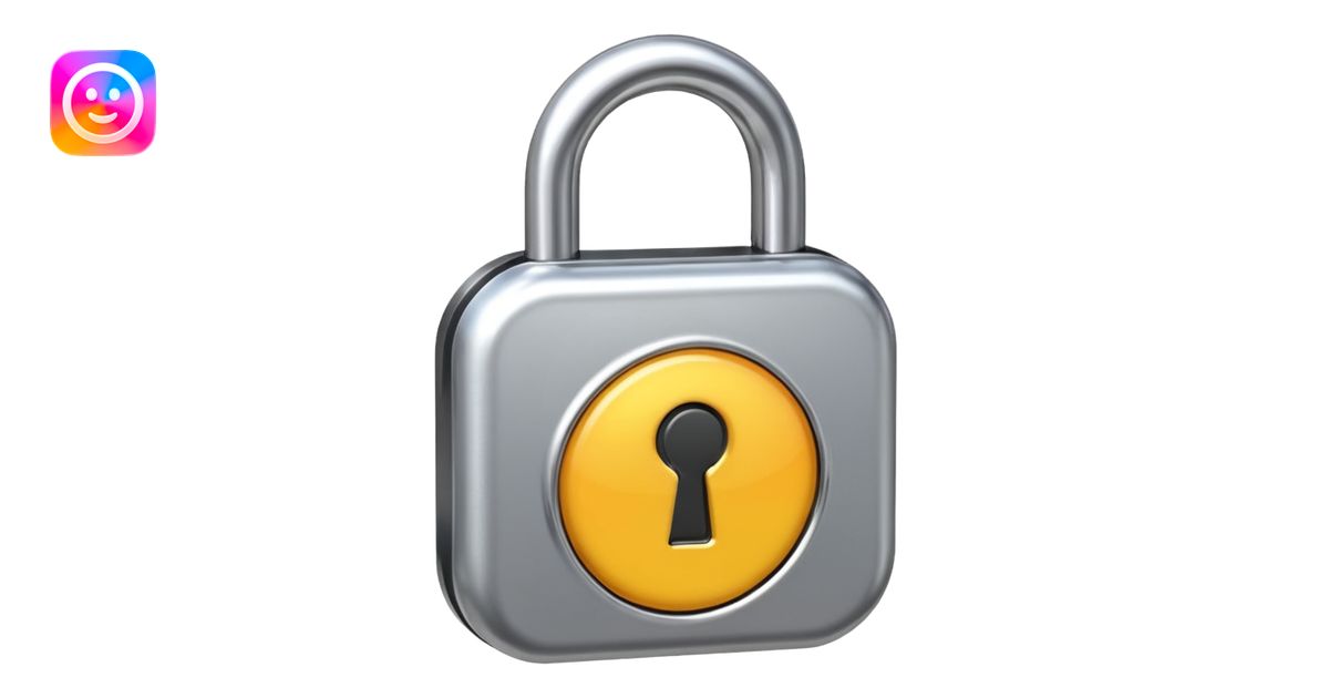 Chrome silver lock emoji, iOS emoji style, smooth metallic surface ...