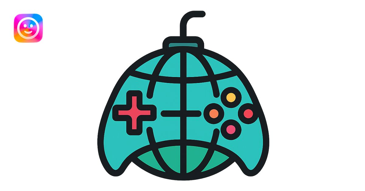 icon style of a stylized gaming controller with the main surface as a ...