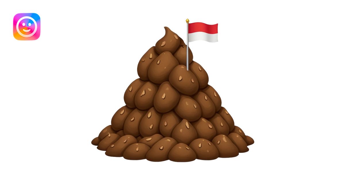 Indonesian flag but poop in middle emoji | AI Emoji Generator