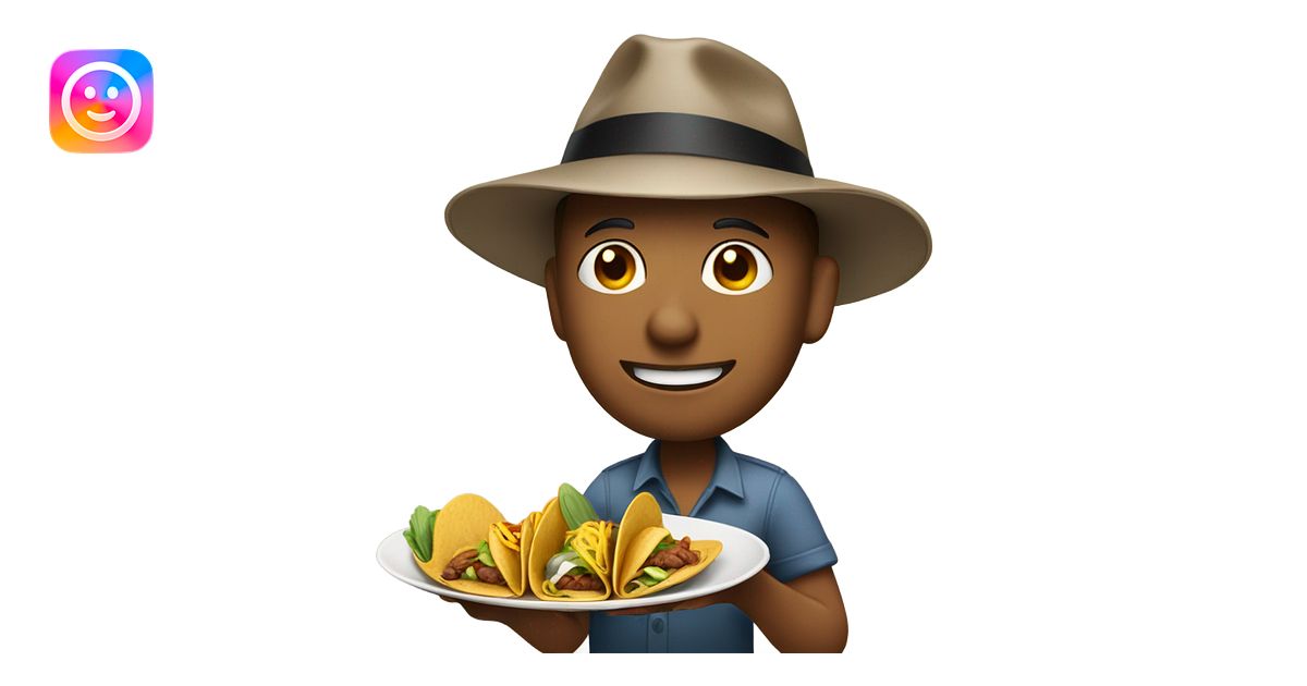 Fedora guy with tacos emoji | AI Emoji Generator