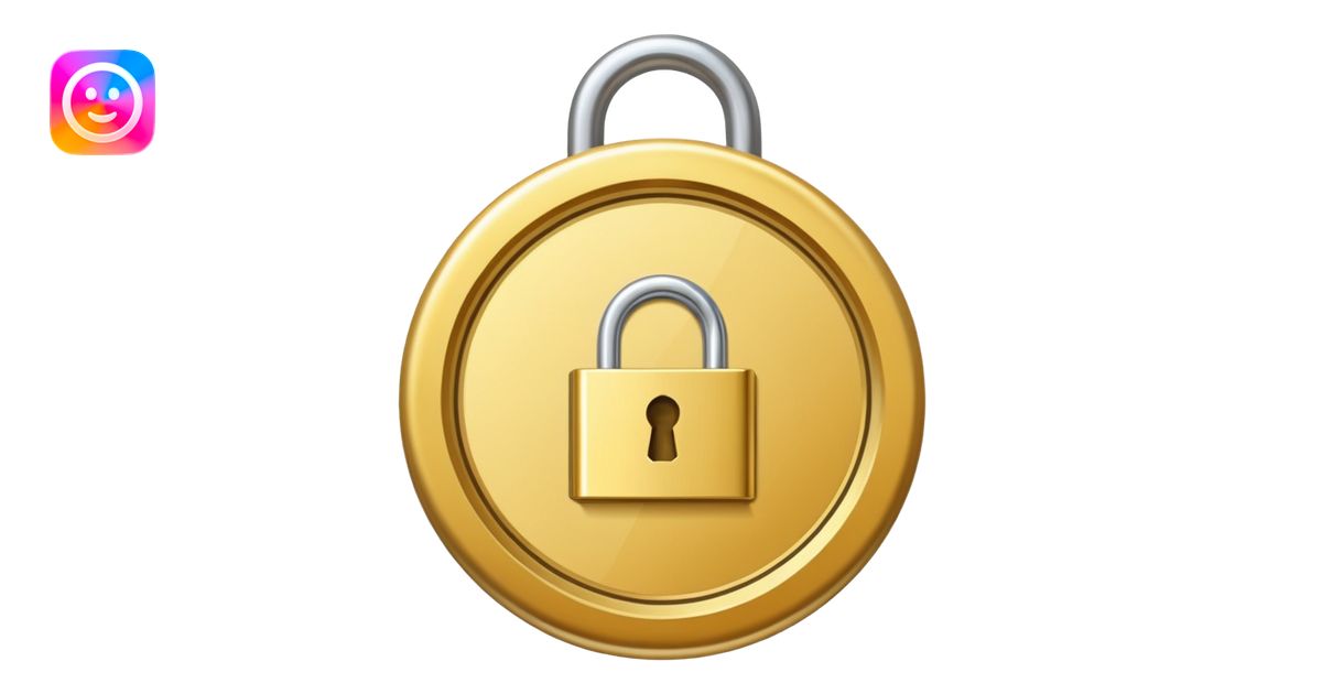 a gold medal with a lock engraved on it emoji | AI Emoji Generator