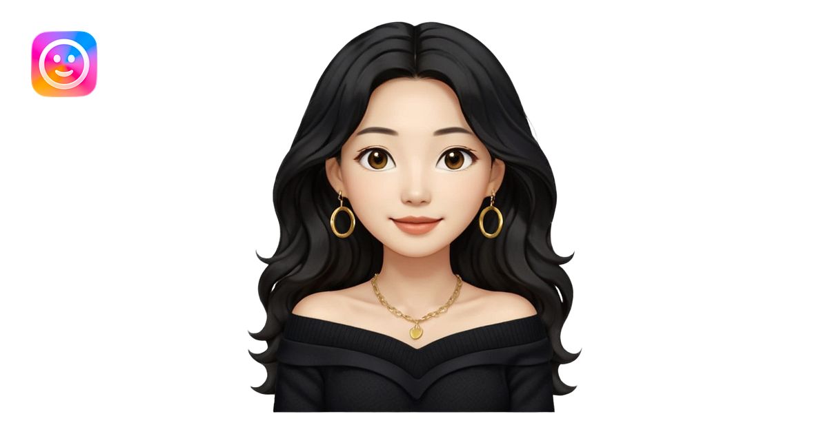 A South Korean girl in her thirties with long black soft wavy hair with ...