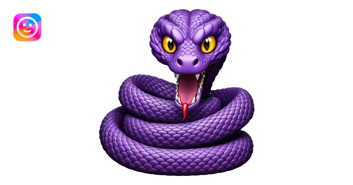 purple snake with fangs bared, scary and stylized like the spider emoji ...