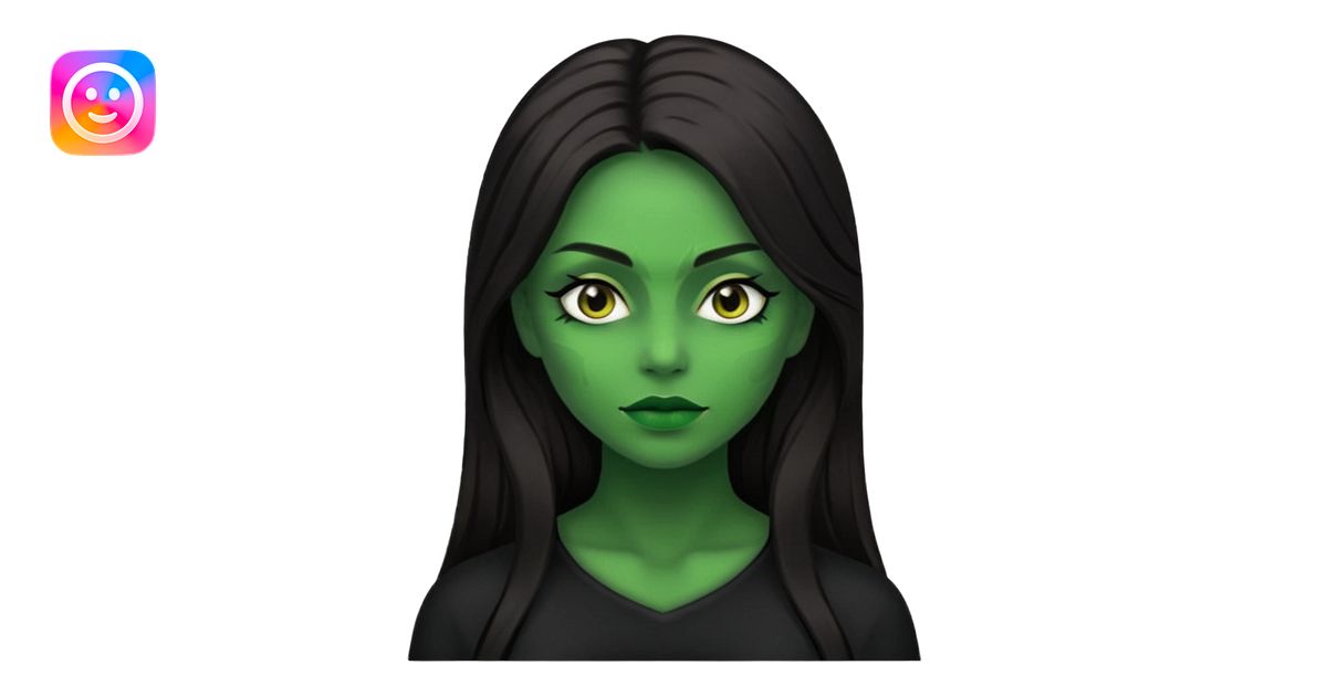 The Wicked Witch from The Land of Oz with green skin, long dark brown ...