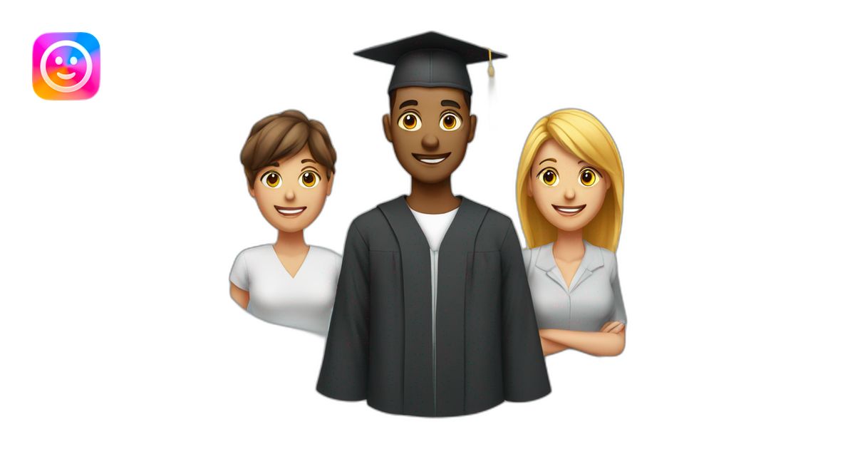 students with one women and one men wearing academic caps emoji | AI ...