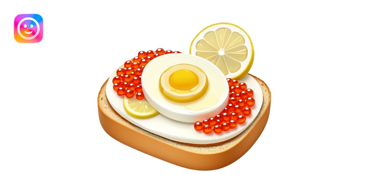 open sandwich with butter, boiled half egg, slice of lemon, red caviar ...